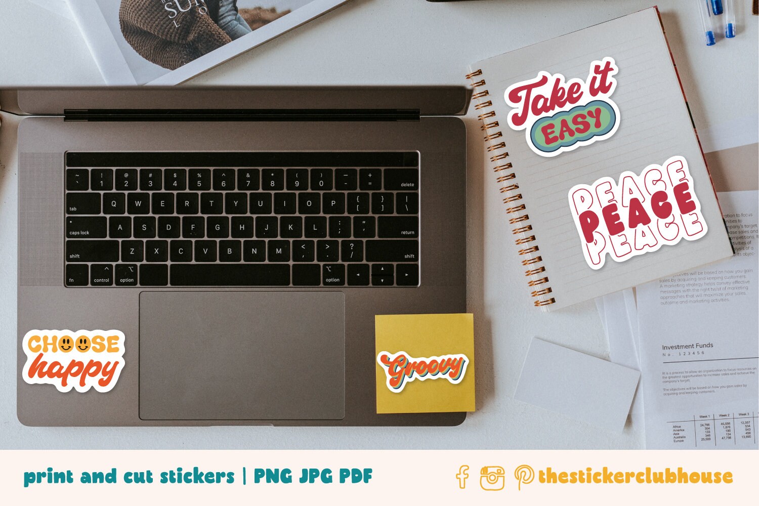 Printable Retro Sticker Bundle | Retro Vibes Stickers | Retro ...