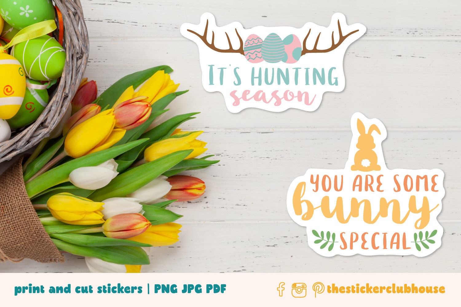 Printable Easter Stickers Easter Sticker Bundle Print and Cut Happy ...