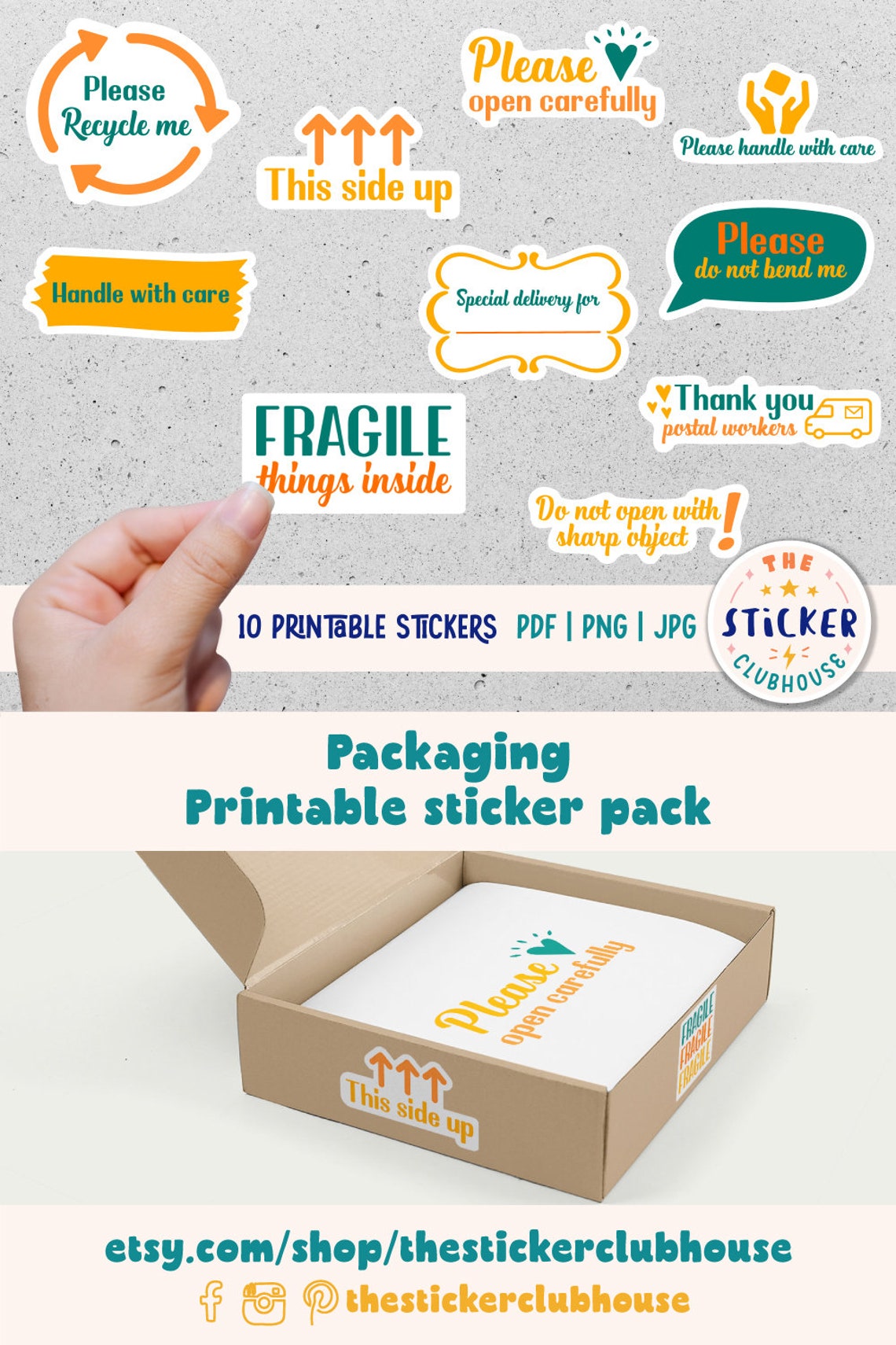 Printable Packaging Stickers Print and Cut Stickers Small Business ...
