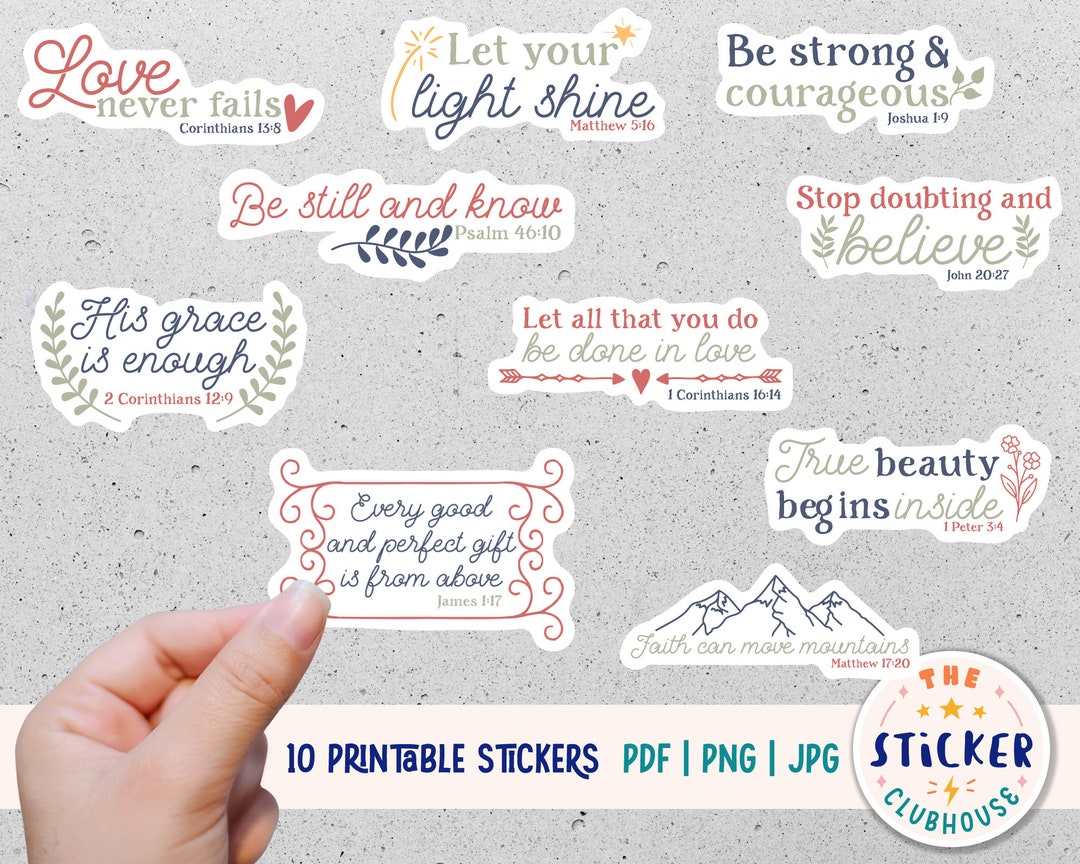Bible Verse Printable Stickers | Religious Sticker Bundle | Bible ...