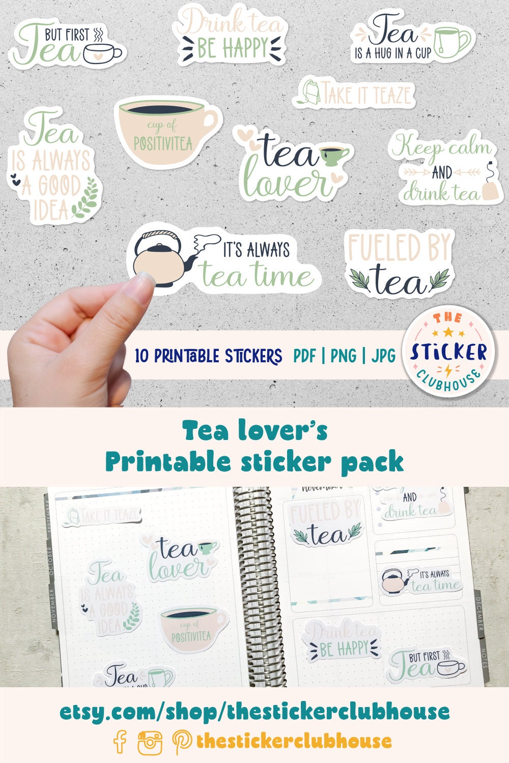 Tea Stickers | Printable Stickers | Tea Sticker Bundle | Tea Lovers ...