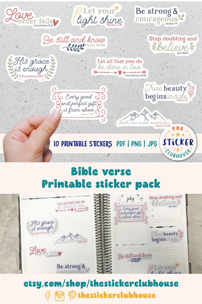 Bible Verse Printable Stickers Religious Sticker Bundle - Etsy