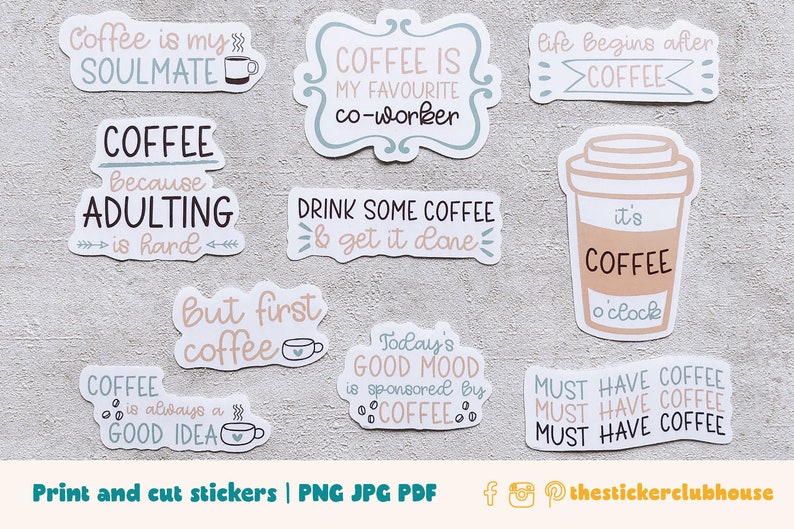 Coffee Stickers Printable Stickers Coffee Sticker Bundle - Etsy