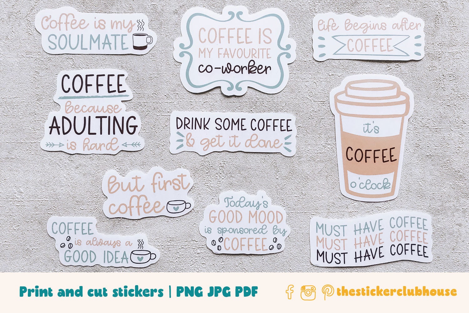 Coffee Stickers Printable Stickers Coffee Sticker Bundle - Etsy