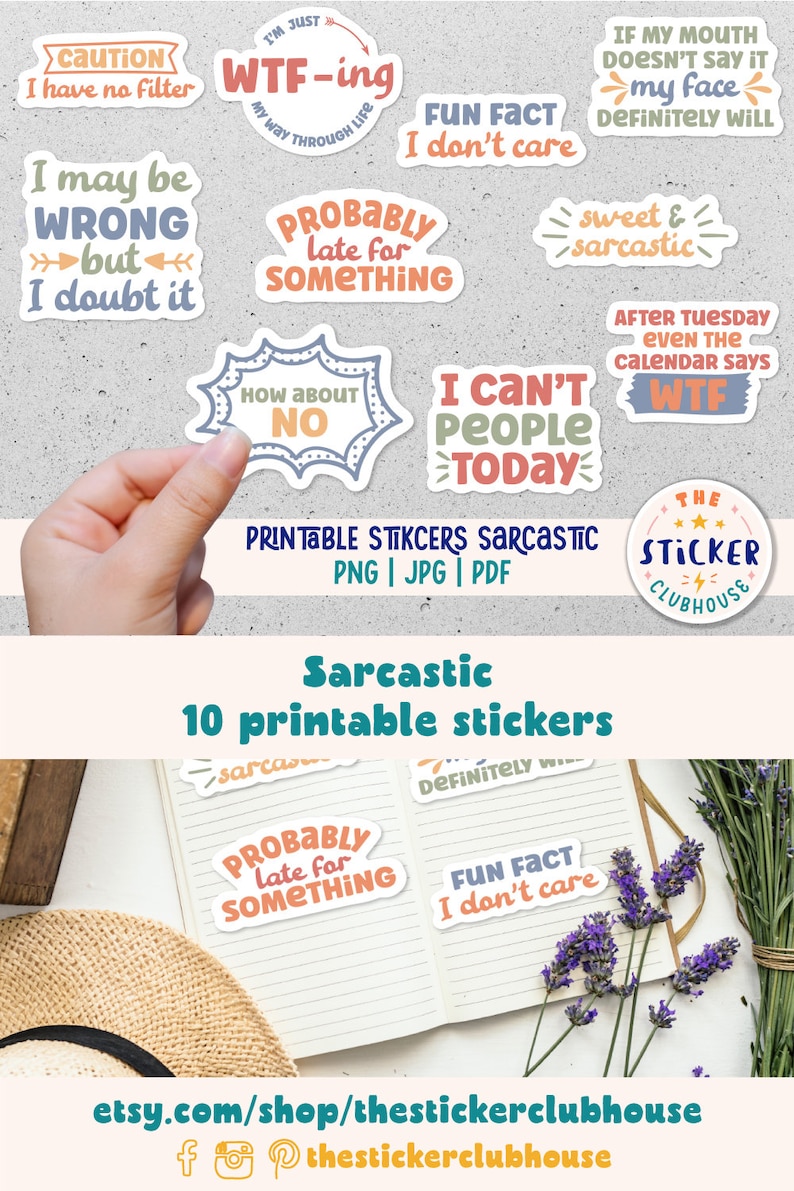Sarcastic Stickers | Funny Printable Stickers | Sarcasm Stickers ...