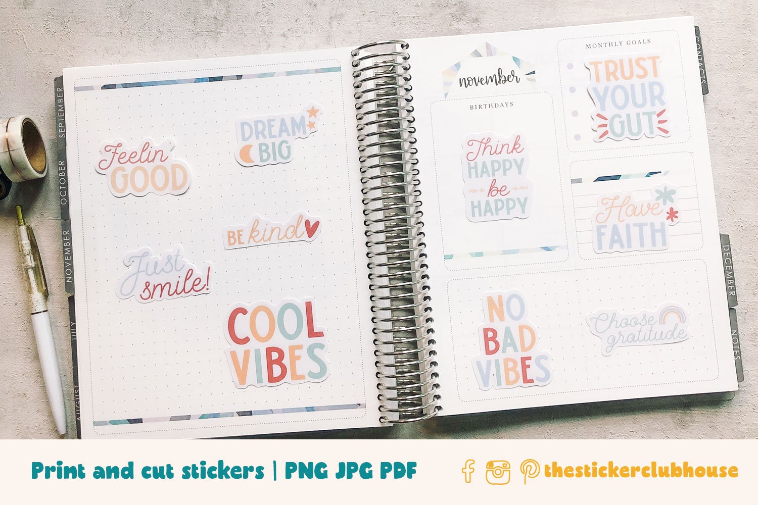 Printable Stickers Positive | Print and Cut Stickers Planner Stickers ...