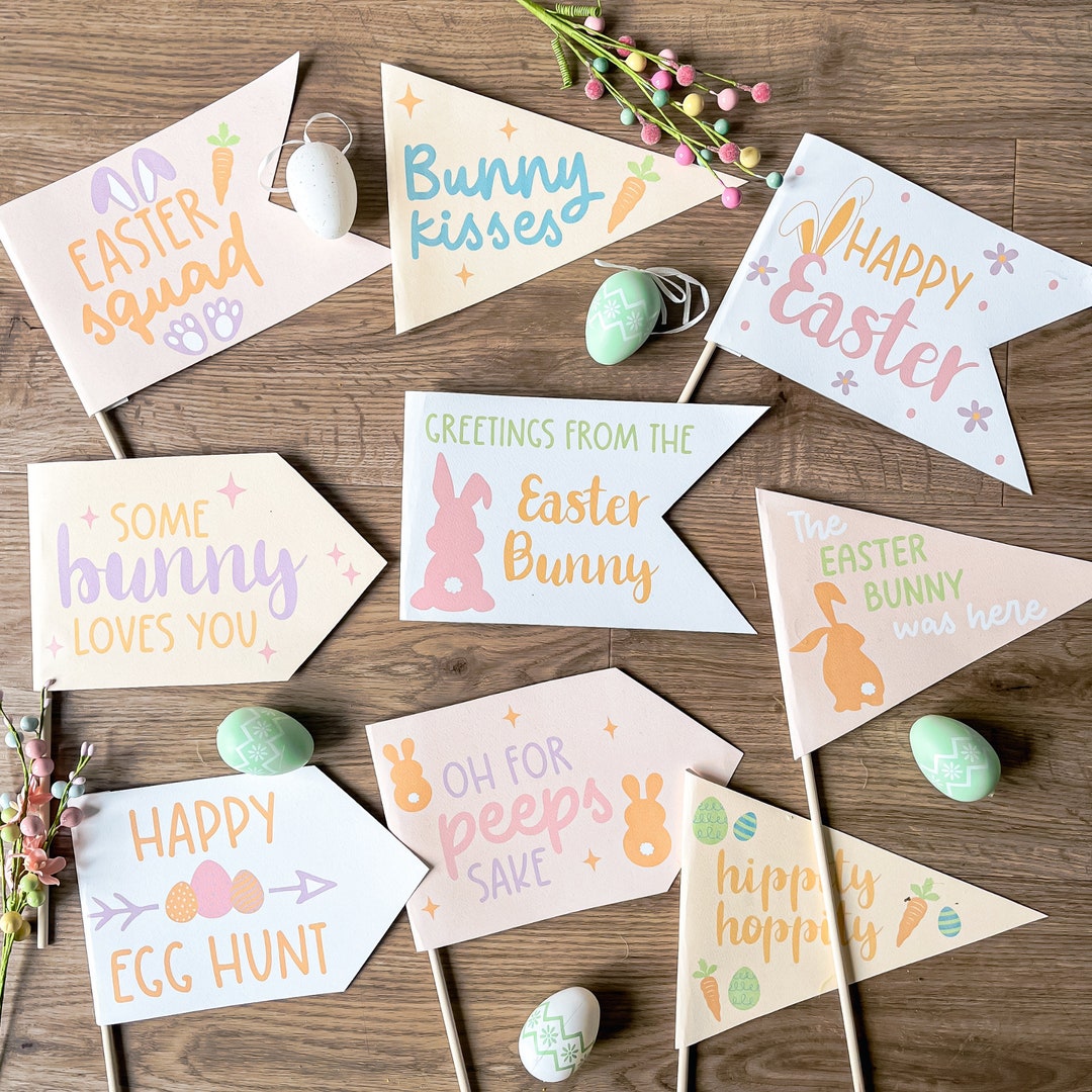 Printable Easter Pennants Flag Bundle, DIY Easter Hunt Decoration ...