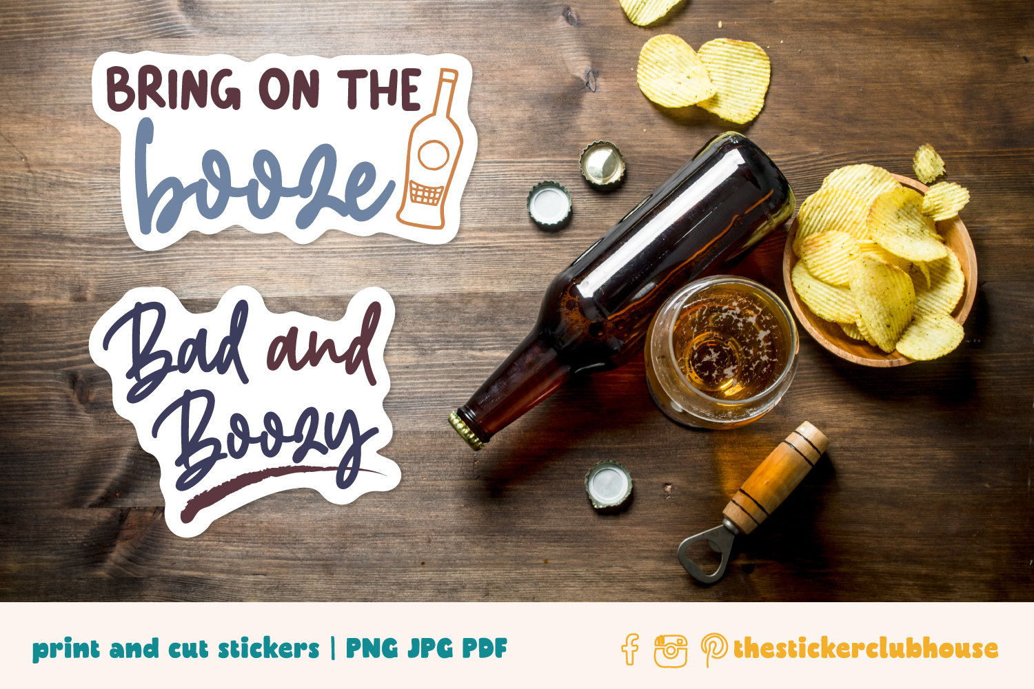Boozy Stickers | Printable Stickers | Print and Cut Stickers | Booze ...