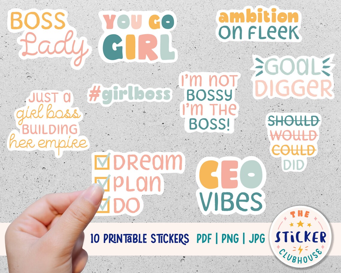 Girl Boss Stickers | Print and Cut Stickers | Printable Stickers ...