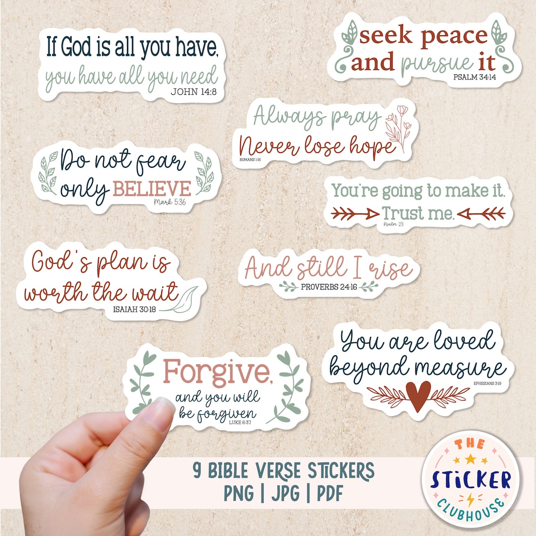 Bible Verse Stickers | Printable Religious Sticker Bundle | Bible ...