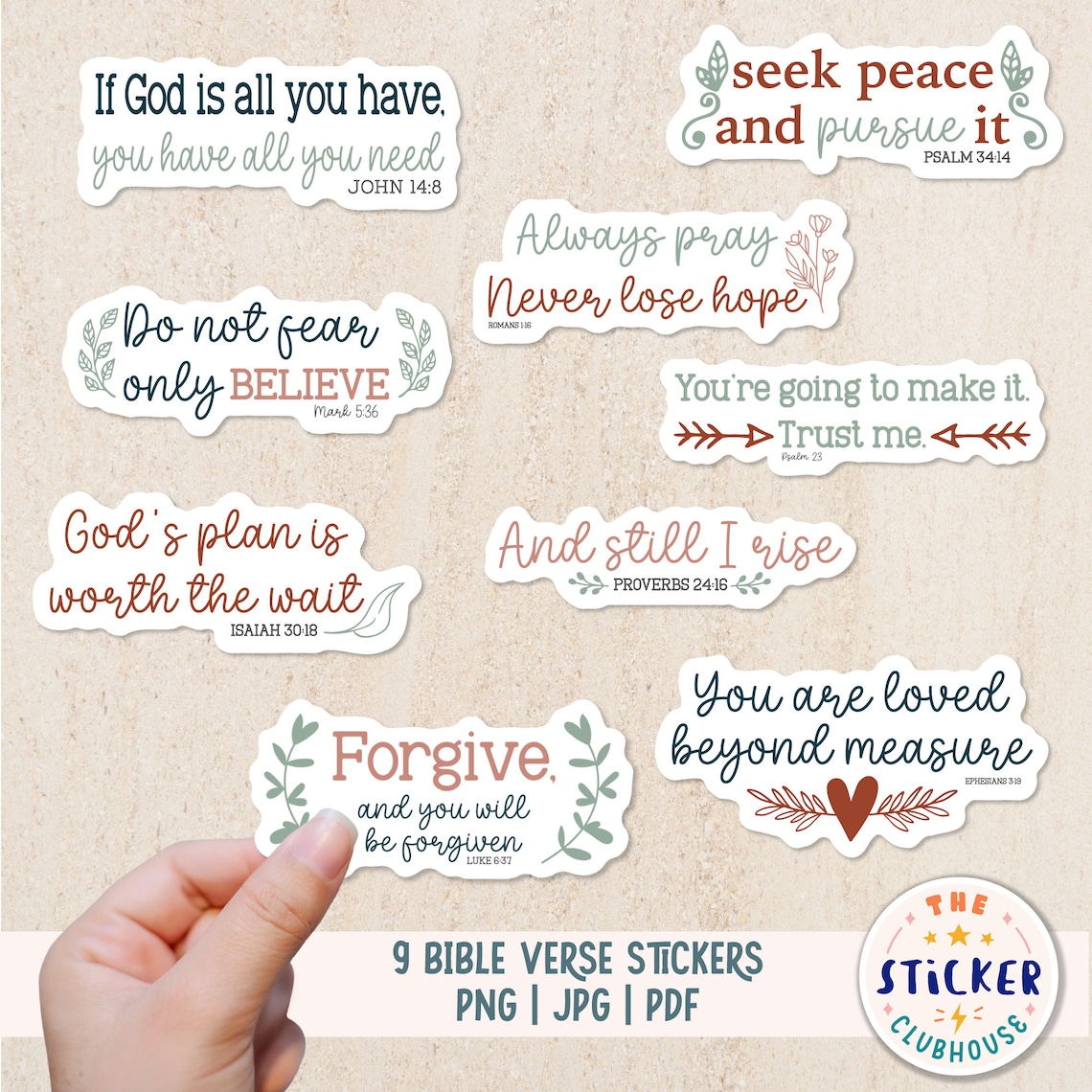 Bible Verse Stickers | Printable Religious Sticker Bundle | Bible ...