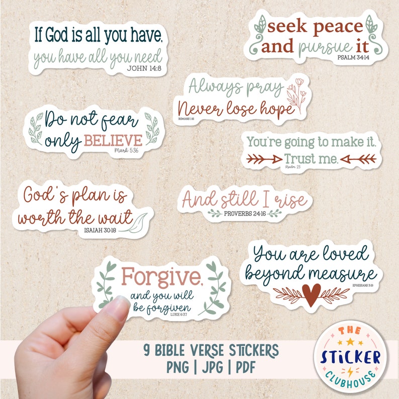 Bible Verse Stickers | Printable Religious Sticker Bundle | Bible ...