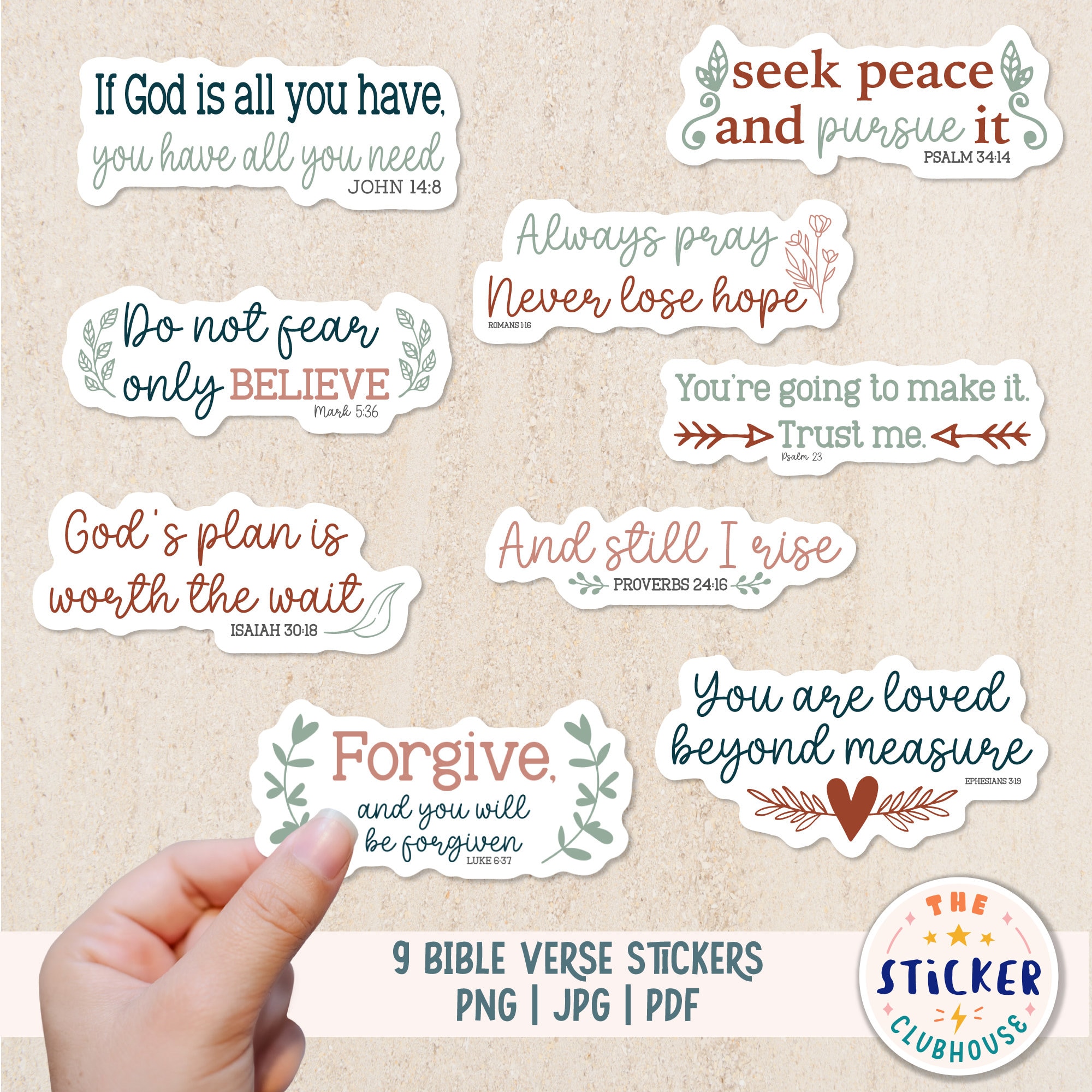 Bible Verse Stickers Printable Religious Sticker Bundle Bible Stickers ...