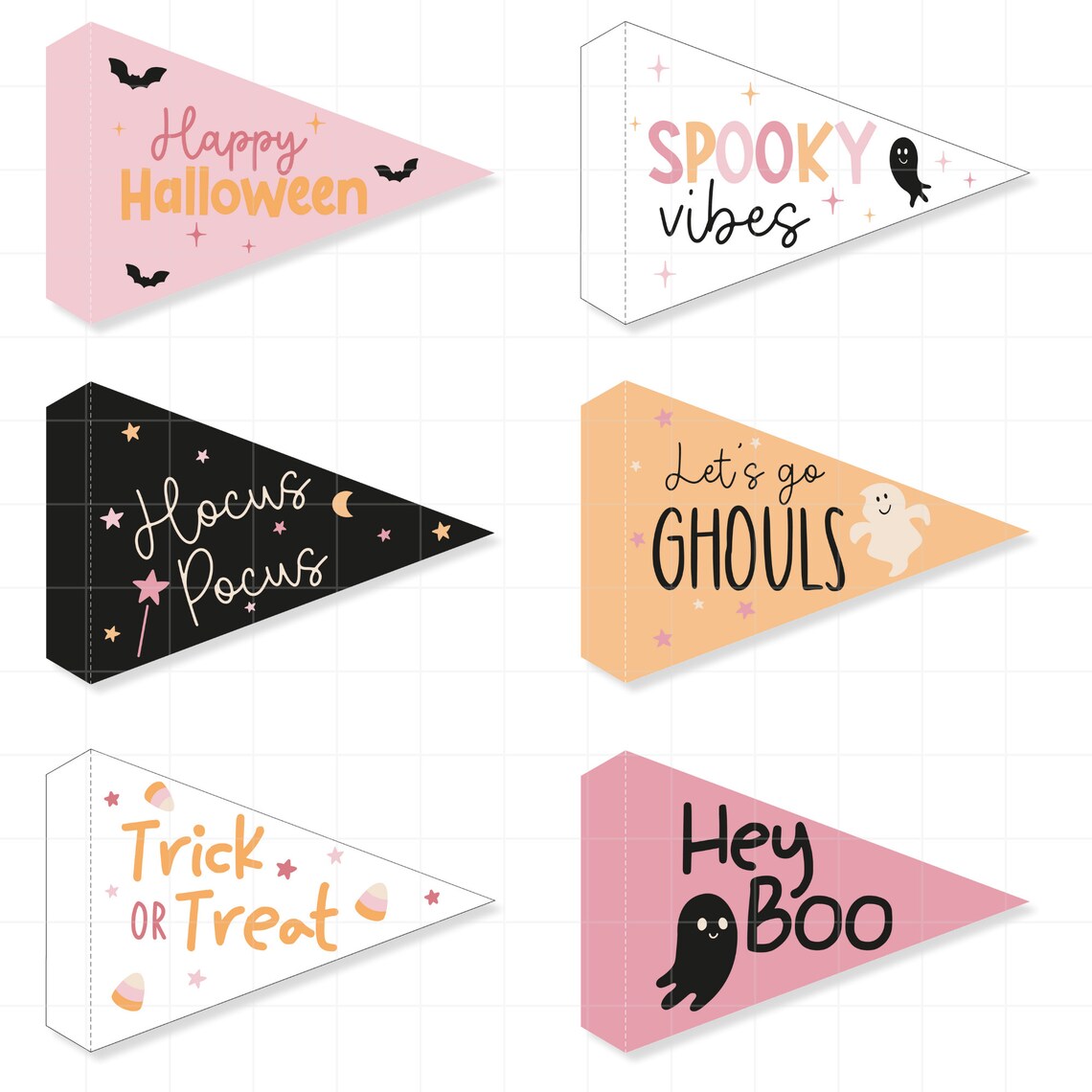 Printable Halloween Pennants Flags, Halloween Party Bundle, Trick or ...