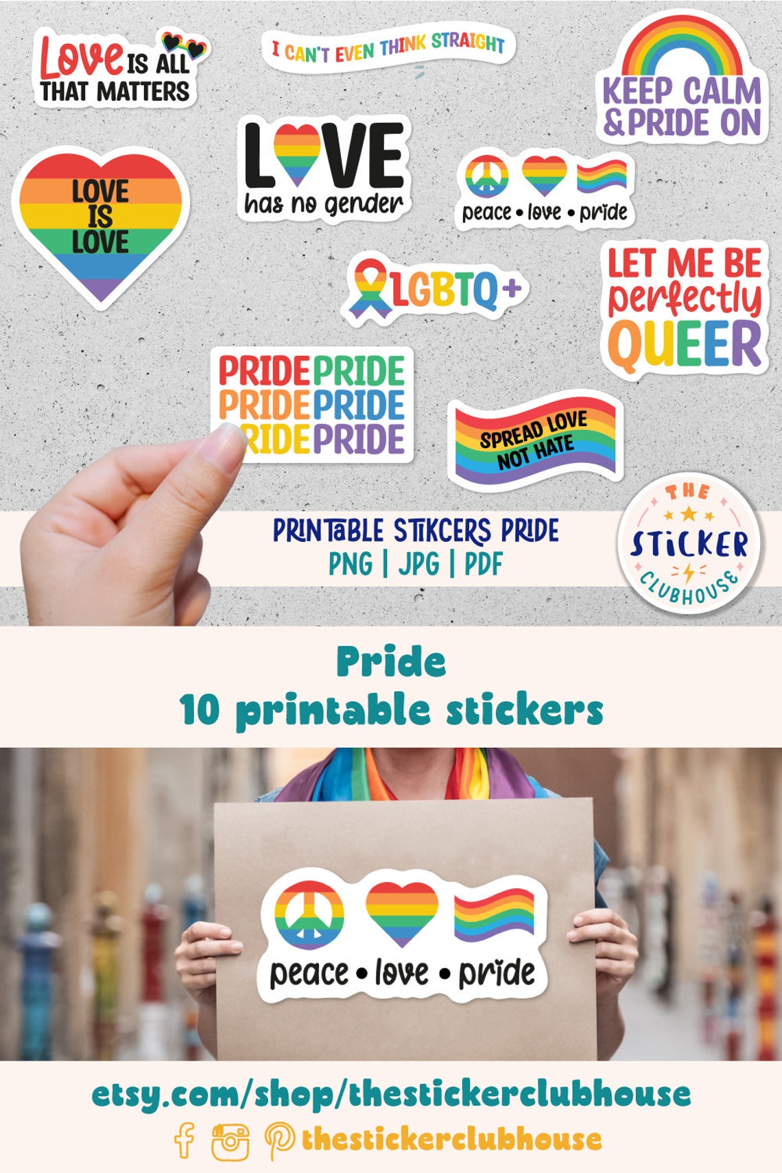 Printable Pride Stickers LGBTQ Sticker Bundle Queer Stickers Rainbow ...