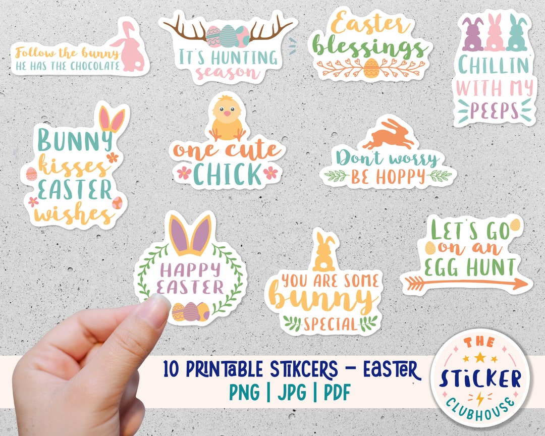Printable Easter Stickers | Easter Sticker Bundle Print and Cut | Happy ...
