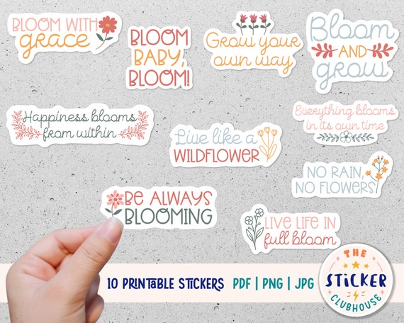 Blooming Stickers Inspirational Sticker Bundle Motivation | Etsy