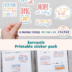 Sarcastic Stickers | Printable Stickers | Print and Cut Stickers ...