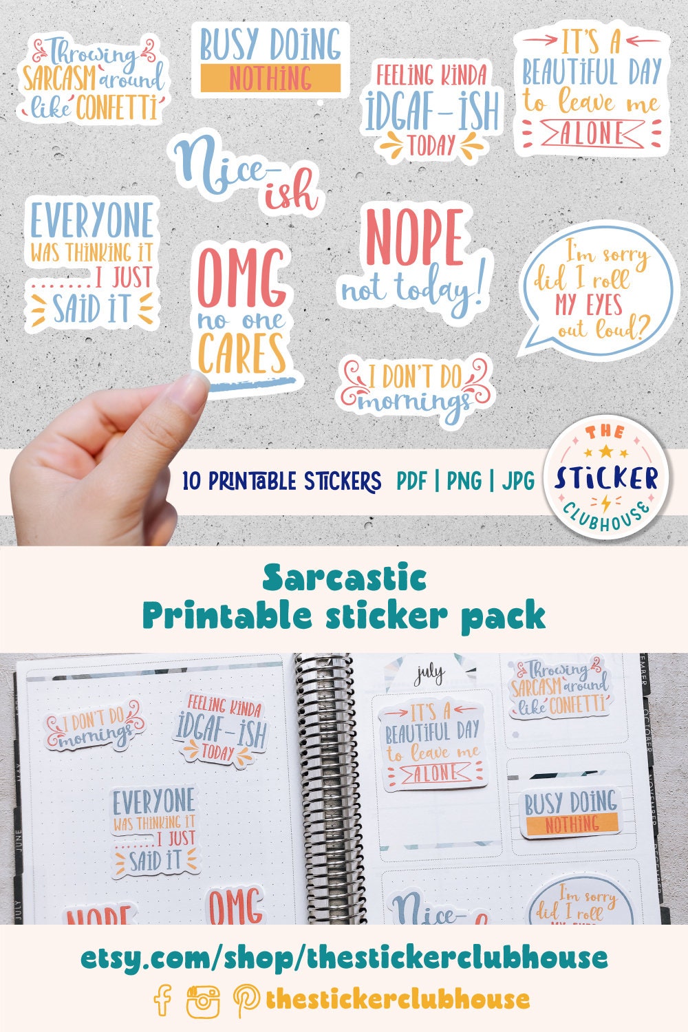 Sarcastic Stickers | Printable Stickers | Print and Cut Stickers ...