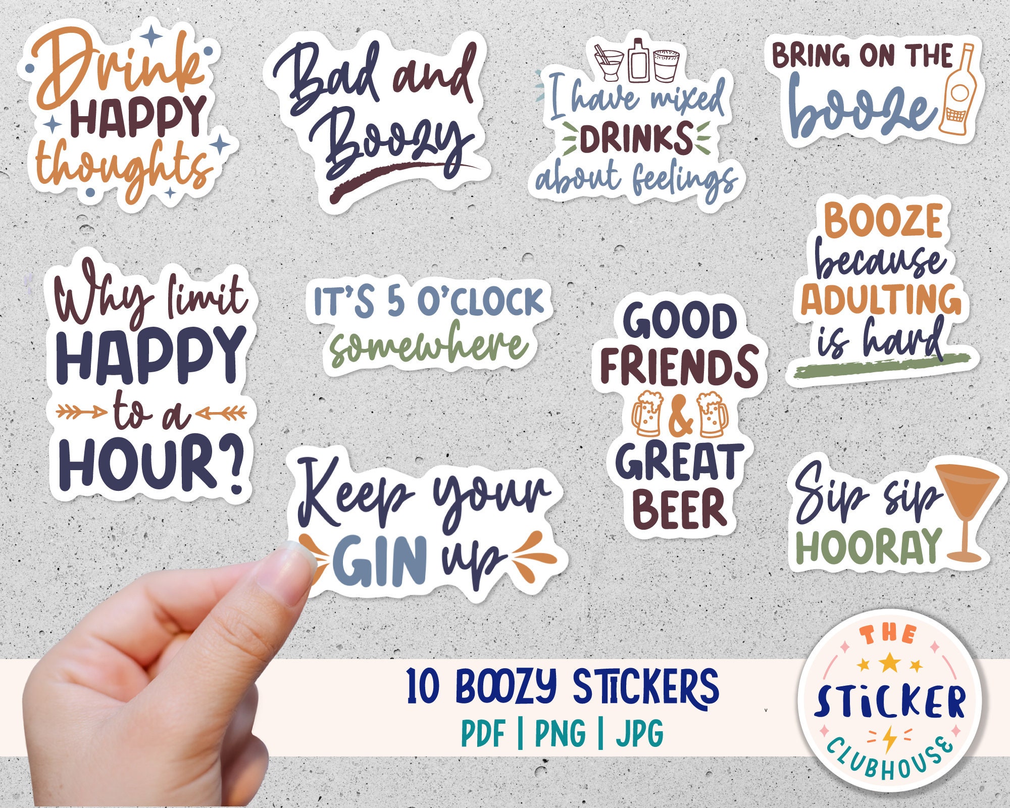Boozy Stickers | Printable Stickers | Print and Cut Stickers | Booze ...