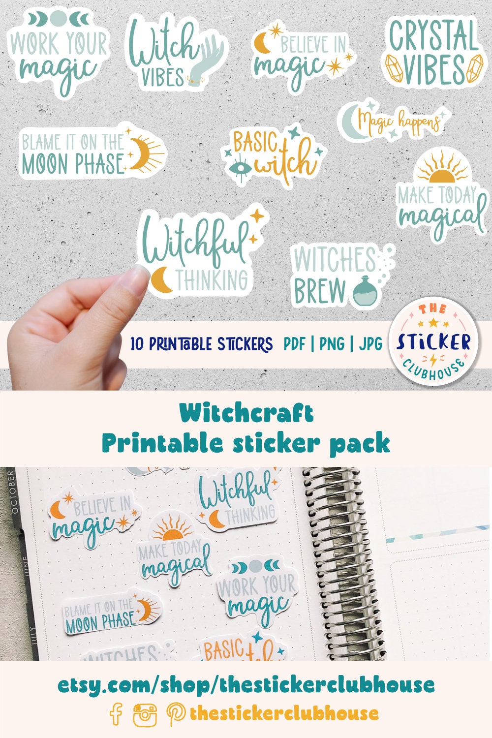 Witchcraft Stickers | Printable Stickers | Print and Cut Stickers Witch | Witchcraft Sticker ...