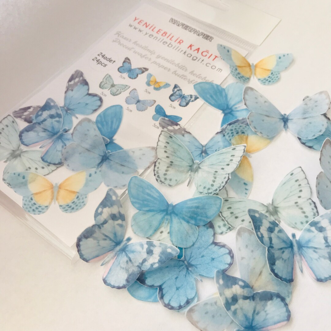 Precut Edible Wafer Butterfly - Blue - Etsy