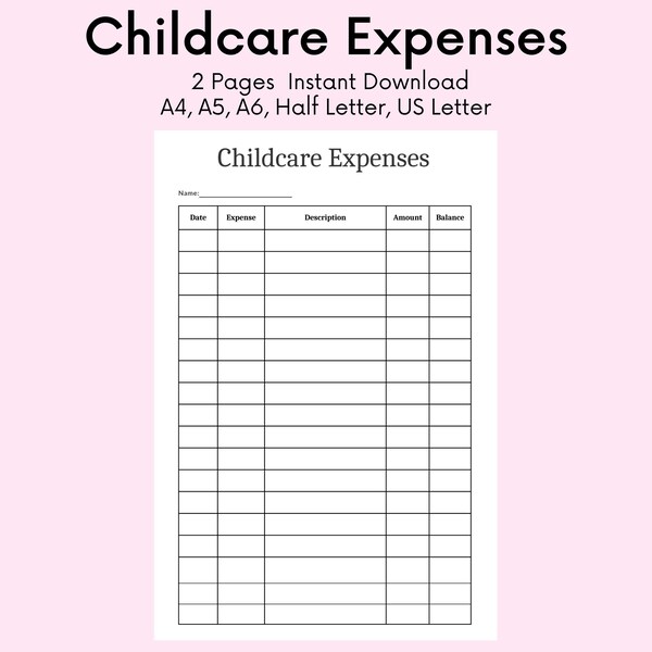 Childcare Expense - Etsy