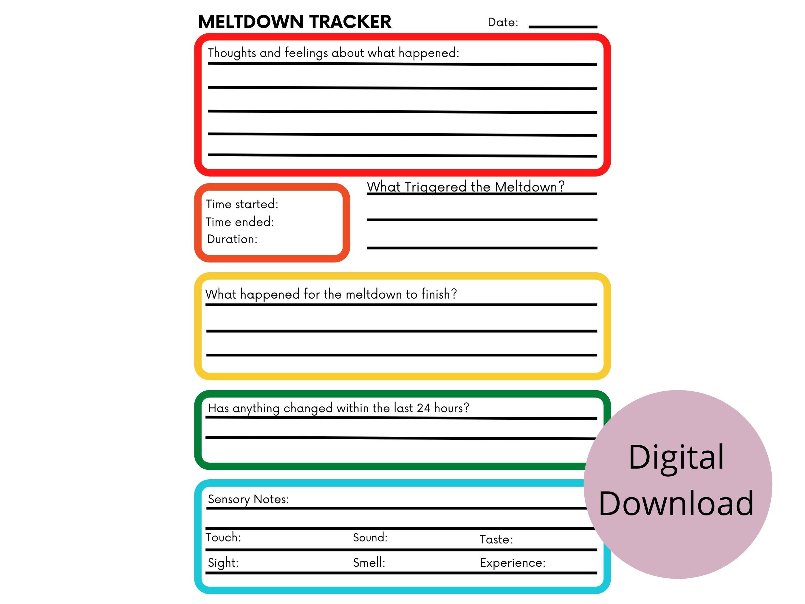 Behavior Chart Meltdown Tracker Weekly Planner Autism Bundle Mood Tracker - Etsy