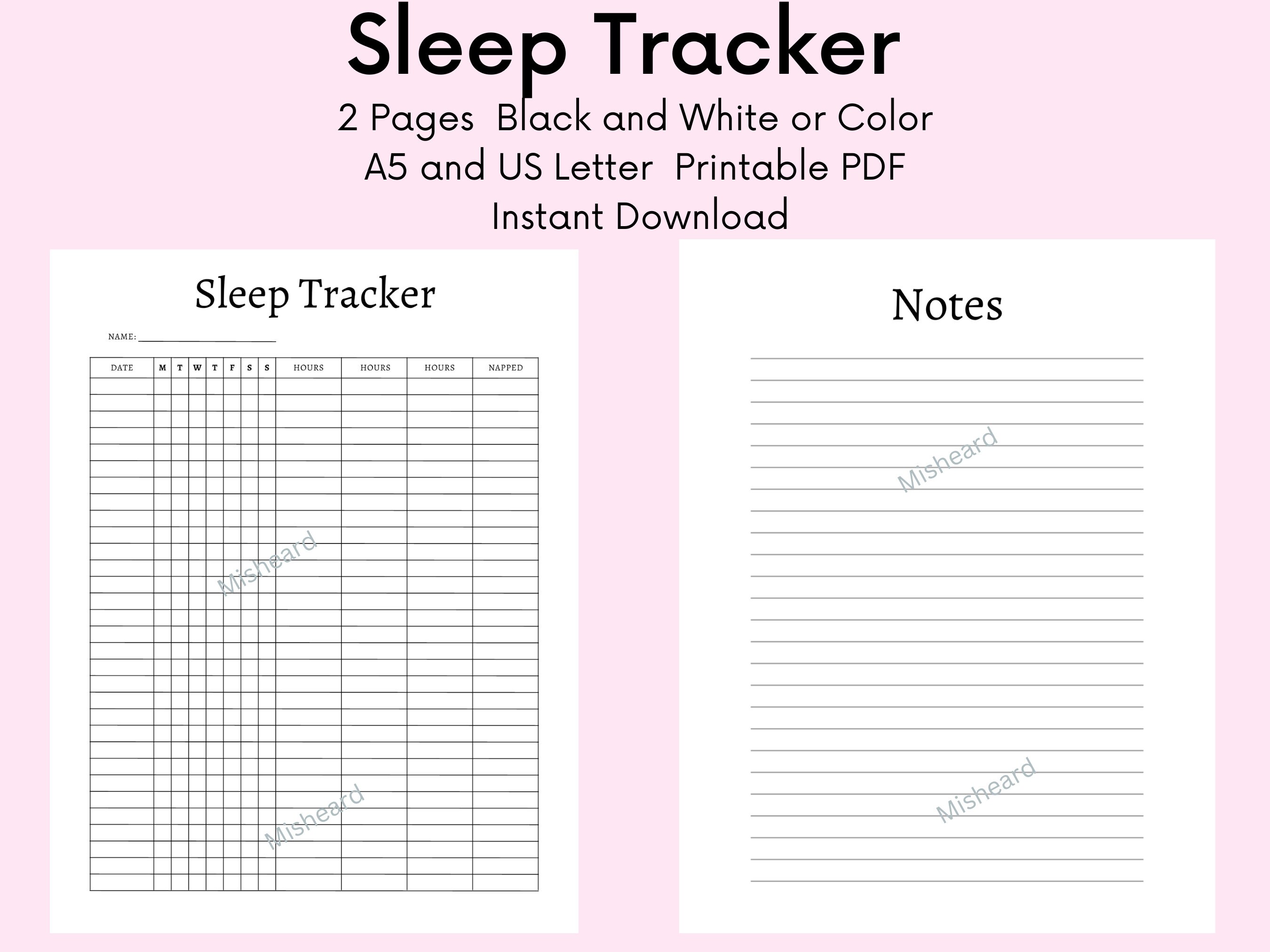 Sleep Tracker Printable, Sleep Chart - Etsy