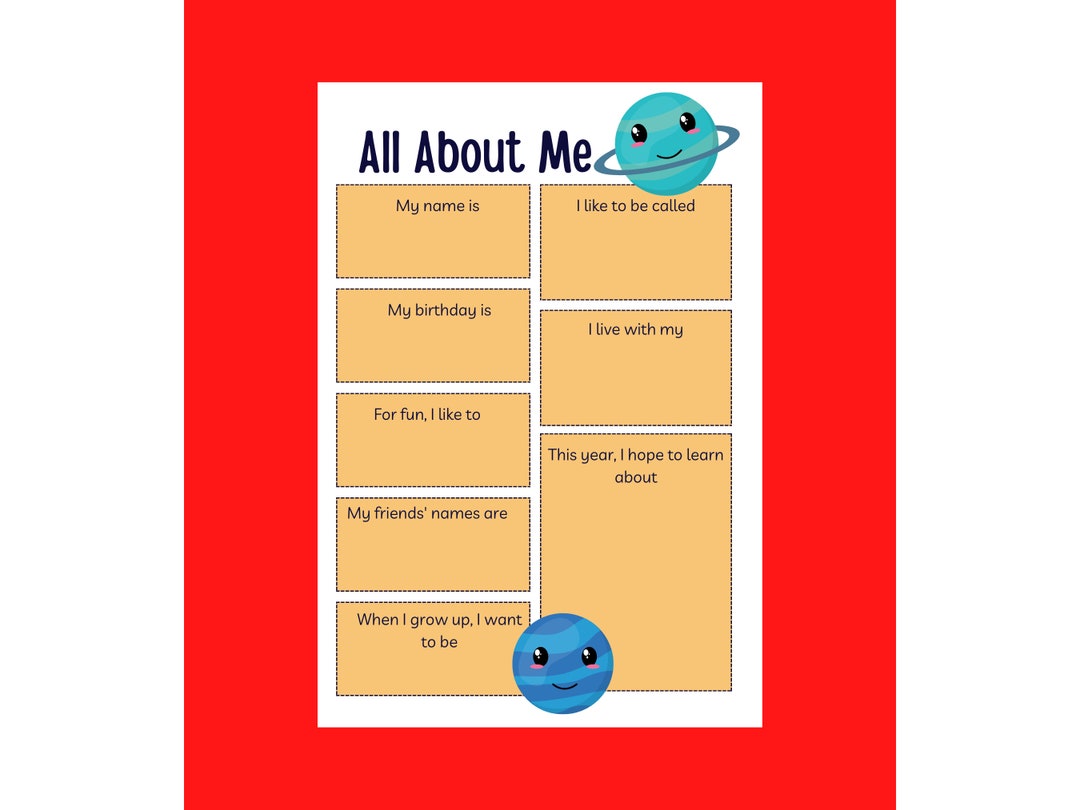 Back to School, All About Me Booklet - Etsy