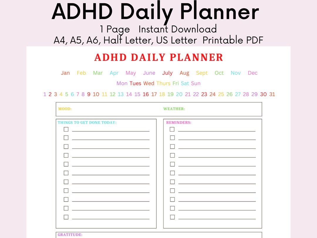 ADHD Daily Planner Printable - Etsy