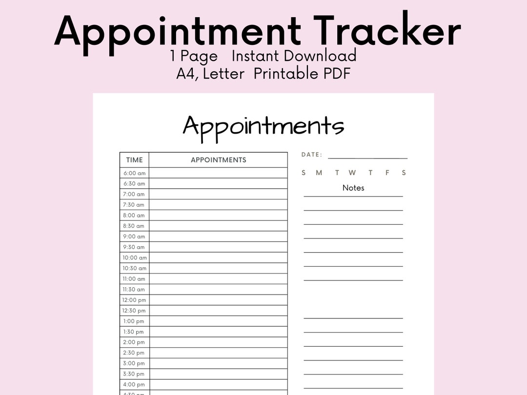 Appointment Tracker Printable, Appointment Reminder - Etsy