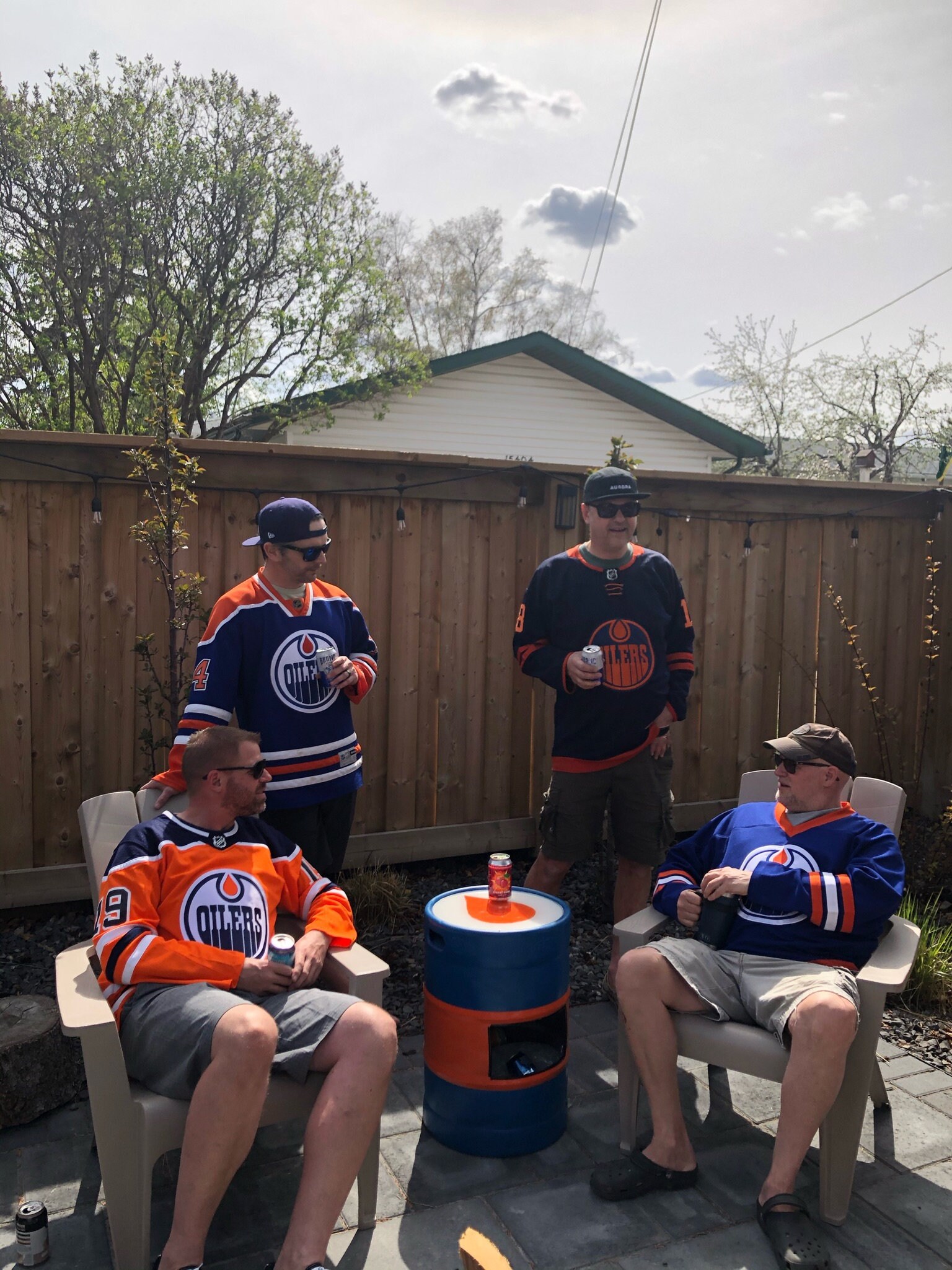 Custom Oilers Themed Keg Icehouse / Beer Cooler / Cocktail Table for ...