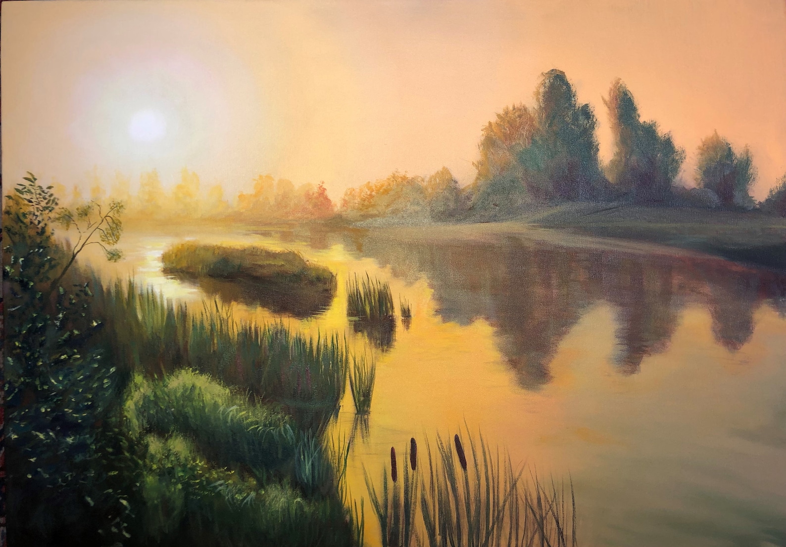 Lake Oil Painting, Lake Landscape , Lake Artwork, Seascape Painting Oil ...