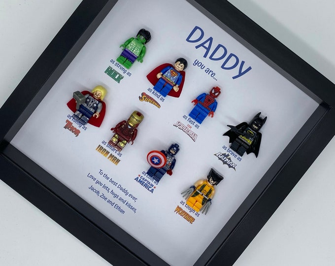 Personalised Daddy/dad Superhero Box Frame, Personalised Frame for Him ...