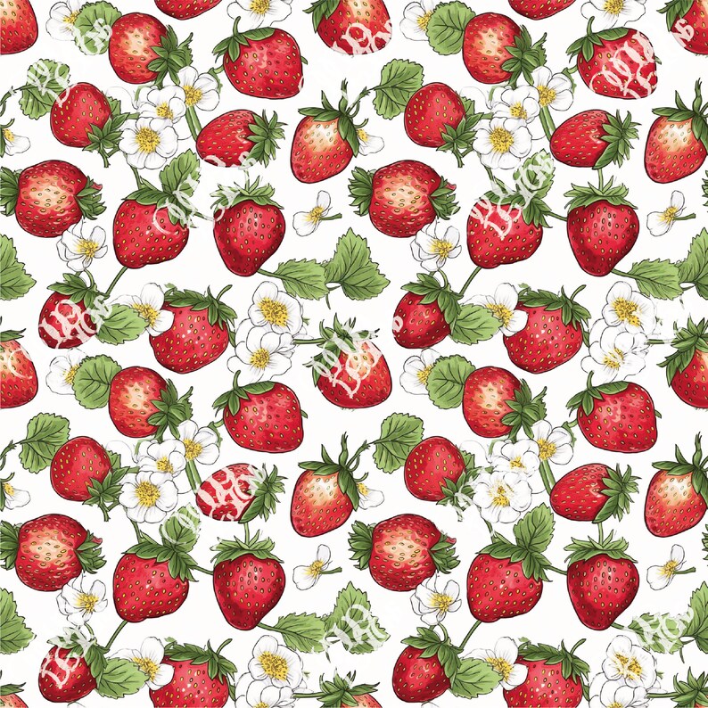 10x Watercolour Strawberries Seamless Pattern Set - 10 Designs Digital ...