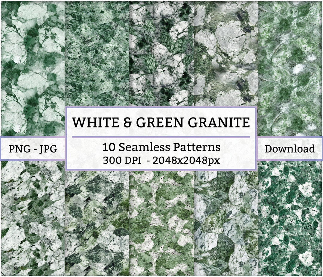 10x Green and White Granite Textures Seamless Pattern Set - 10 Designs ...