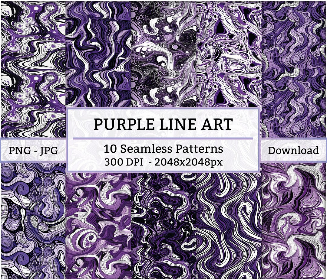 10x Intricate Line Art Seamless Pattern Set - 10 Designs Digital ...