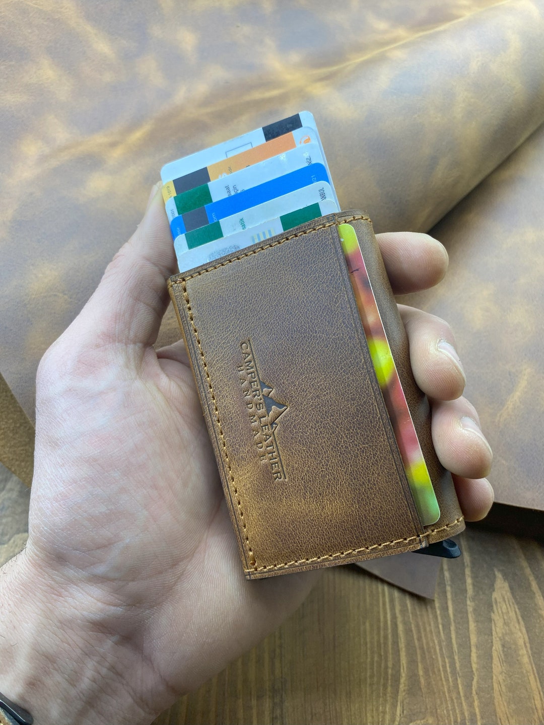 Campersleather Mechanism Card Personalized Wallet Leather - Etsy