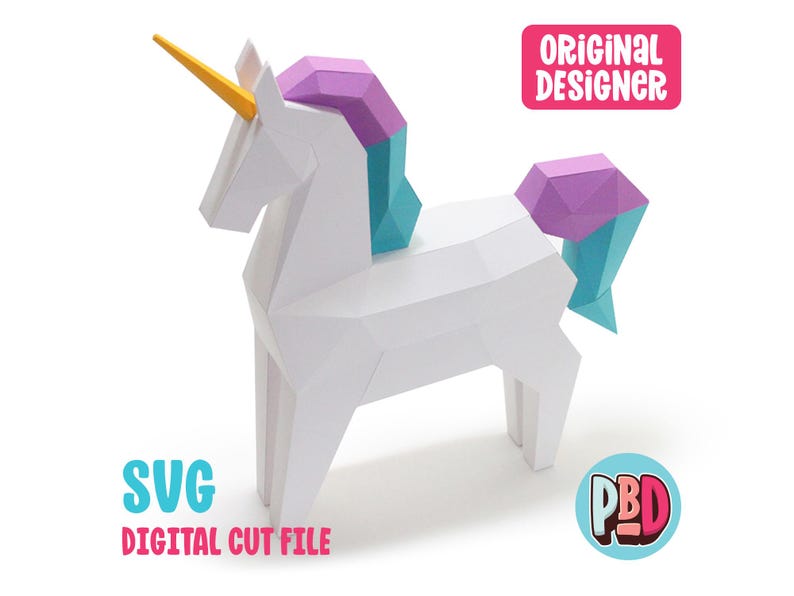 Unicorn 3D Papercraft SVG - Etsy