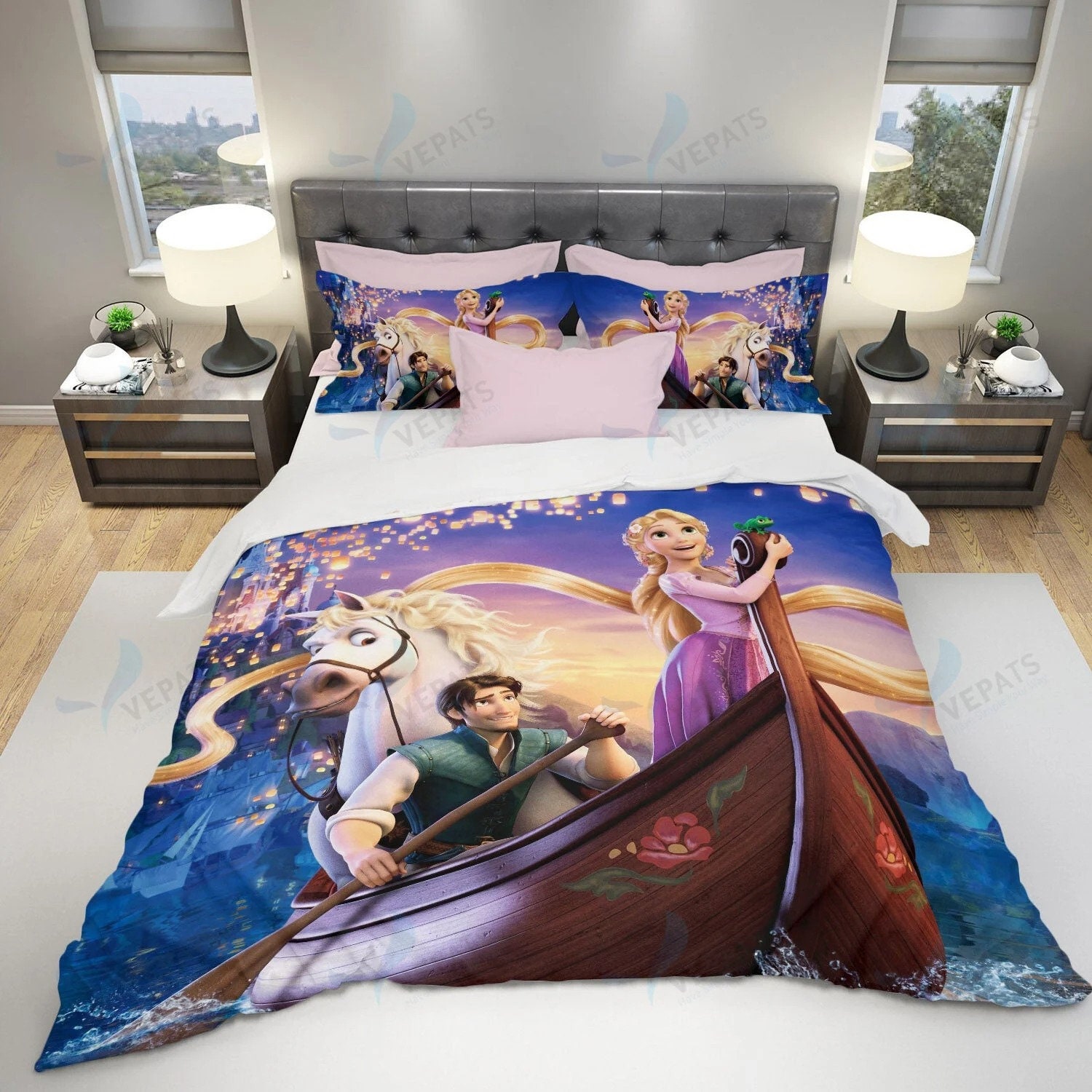 Rapunzel Princess Tangled Disney Graphic Cartoon Bedding Set