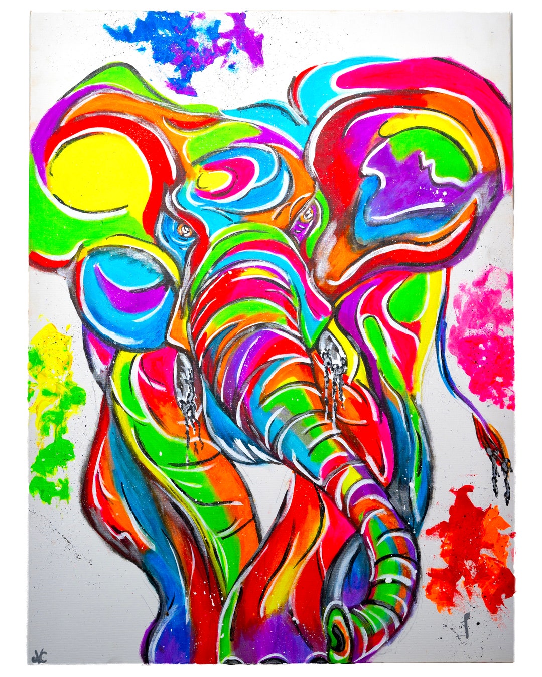 Rainbow Elephant Art Print - Etsy