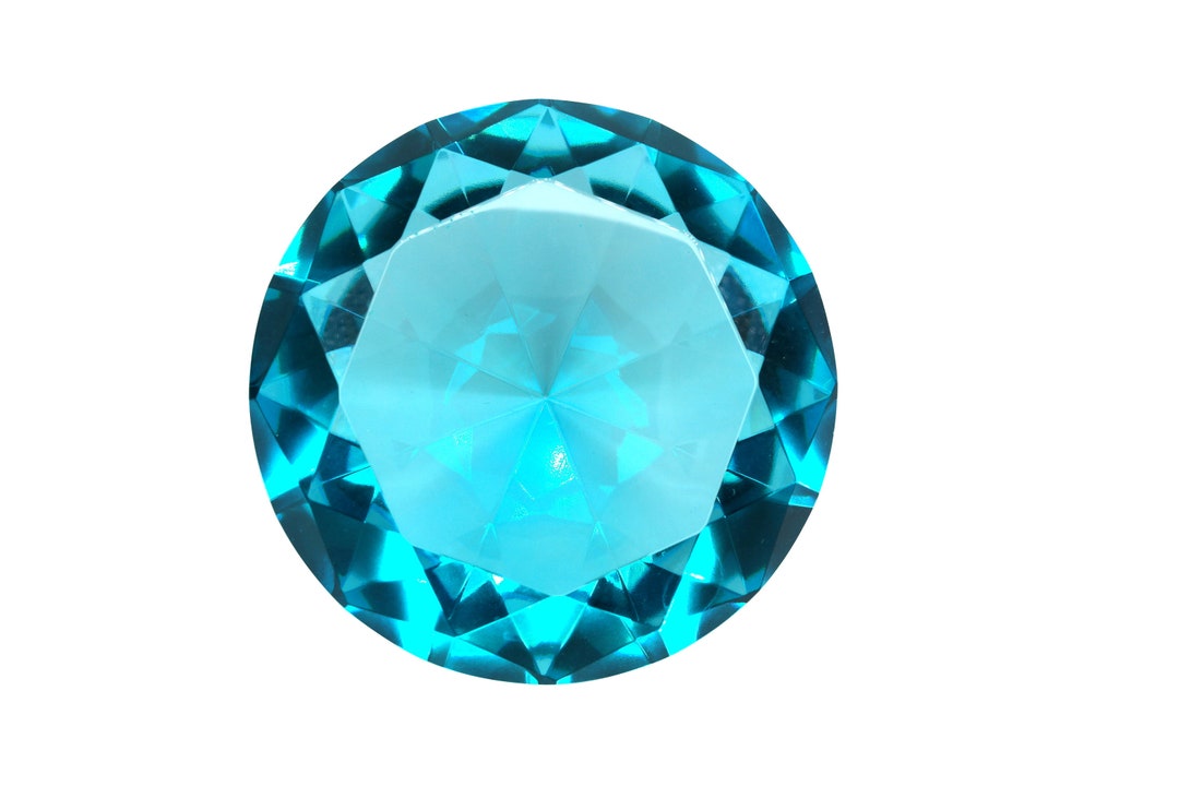 80mm Turquoise Diamond Shaped Jewel Crystal Paperweight (original Color ...