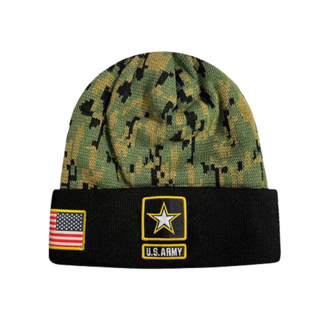 U.S. Army Beanie: Black & Digital Camo, Custom Initials - Etsy