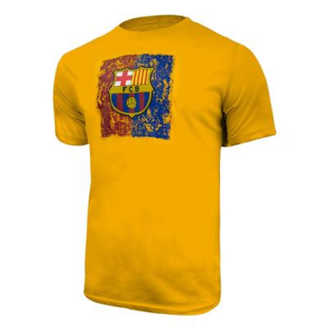 FC Barcelona Color Distressed Logo T-shirt- Yellow Name and Number - Etsy