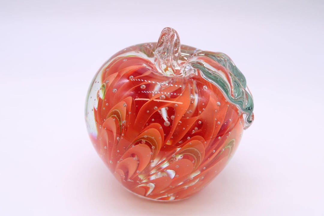 100% Handcraft Glass Vibrant Orange Swirls Accented With Hints Orange ...