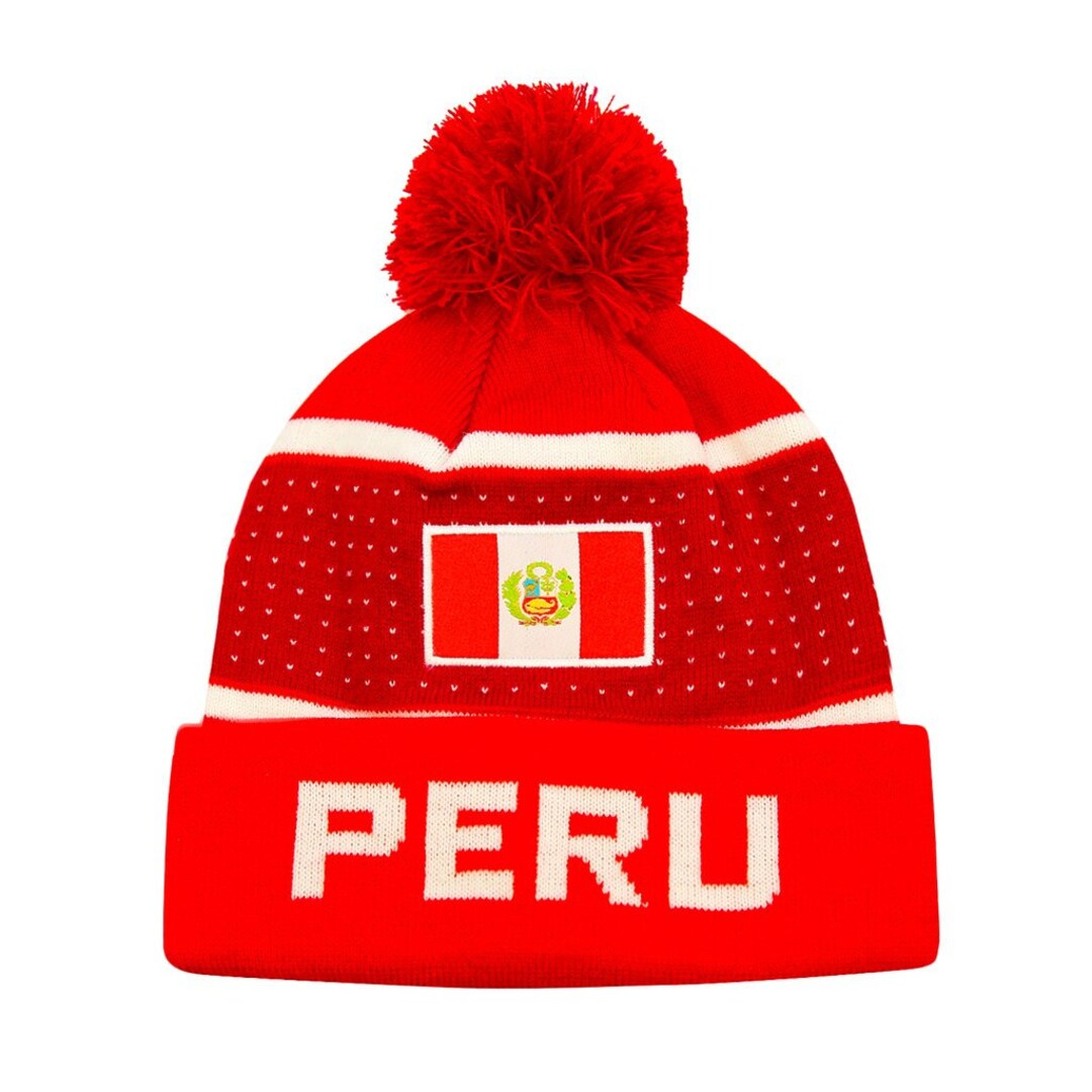 PERU Country Identity Pom Pom Beanie Green Custom Name Initials - Etsy