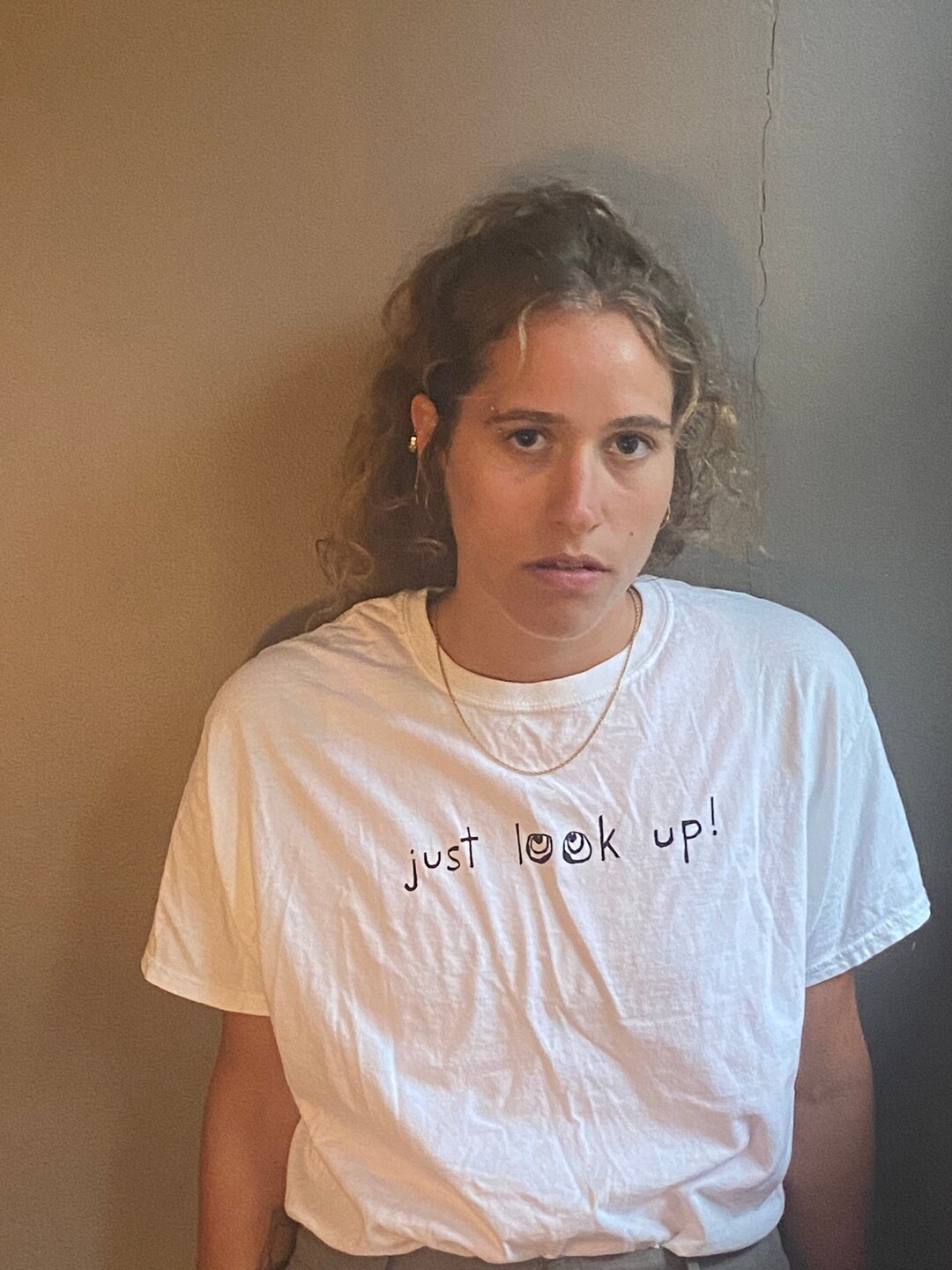 White just Look Up T-shirt Upcycled, Unisex, DIY, Hand Printed, Screen ...