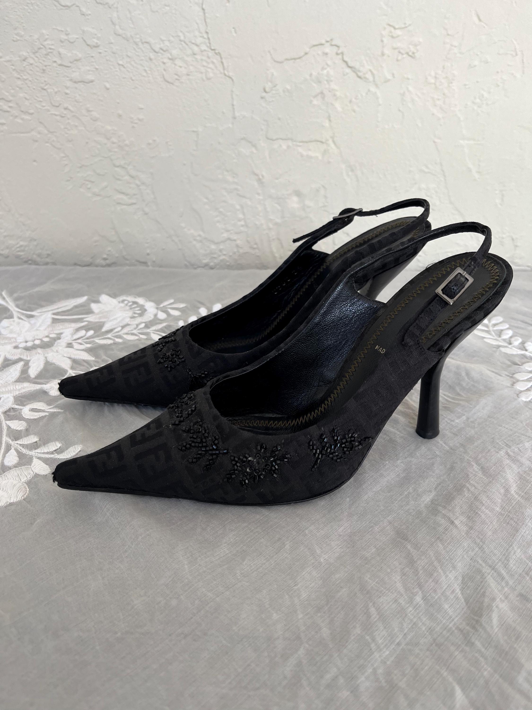 Vintage Fendi Slingback Heels - Etsy