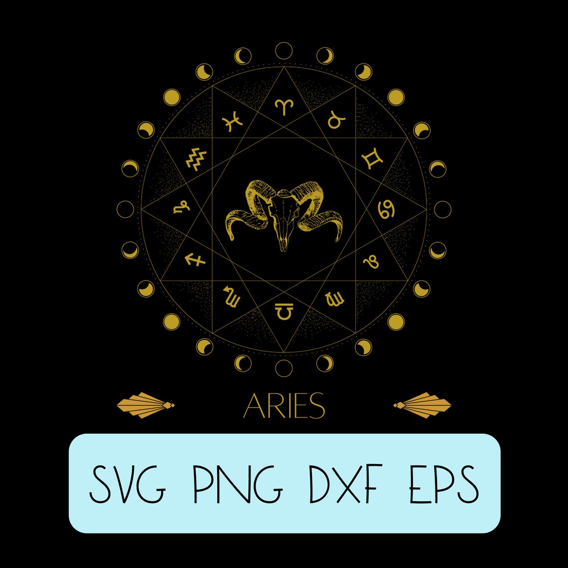 Aries SVG Astrology PNG Aries Cut File Aries Zodiac Svg | Etsy